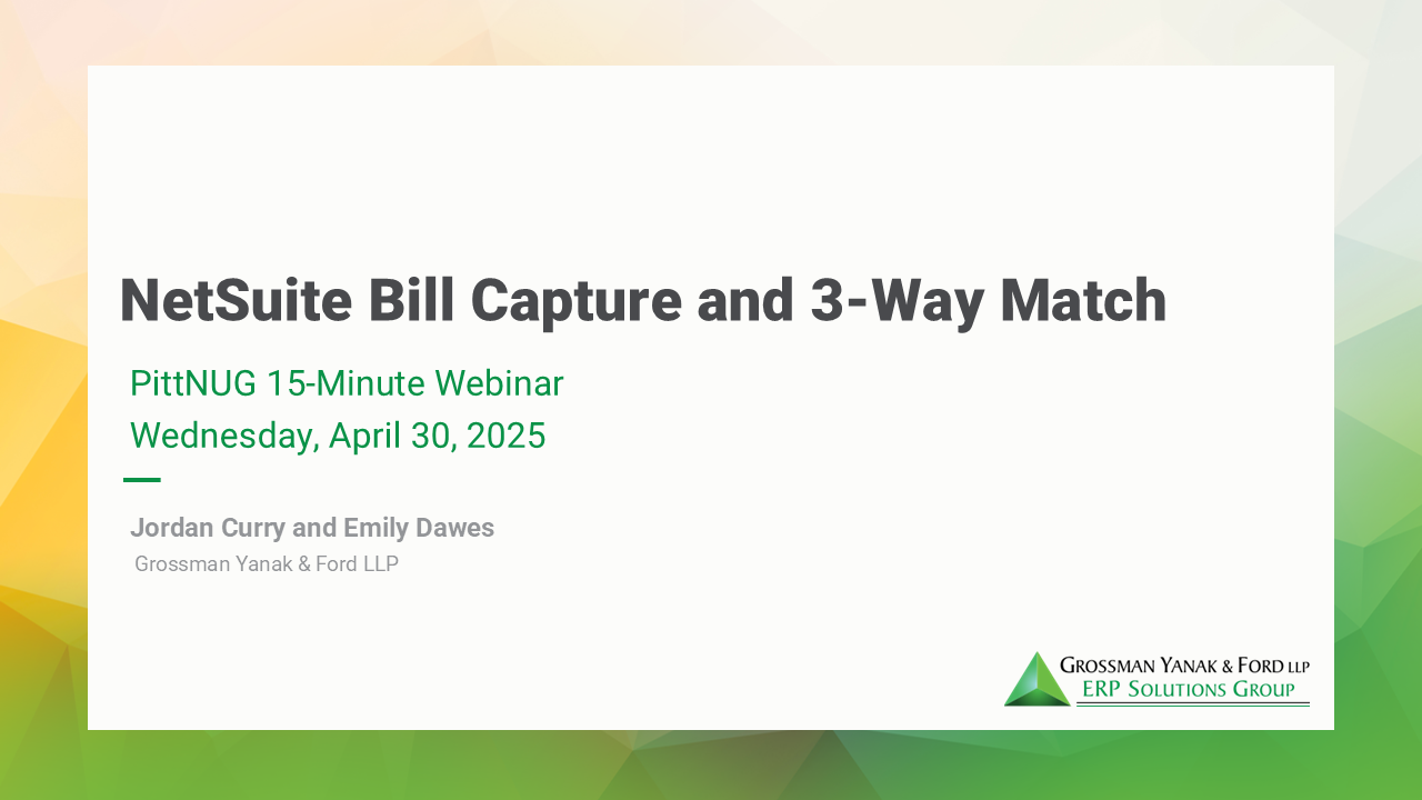 NetSuite Webinar: Bill Capture & 3-Way Match - GYF